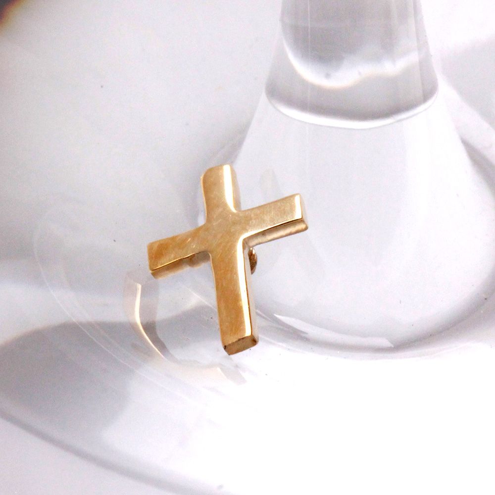 14K Yellow Gold Cross Dermal Top - Rebel Bod