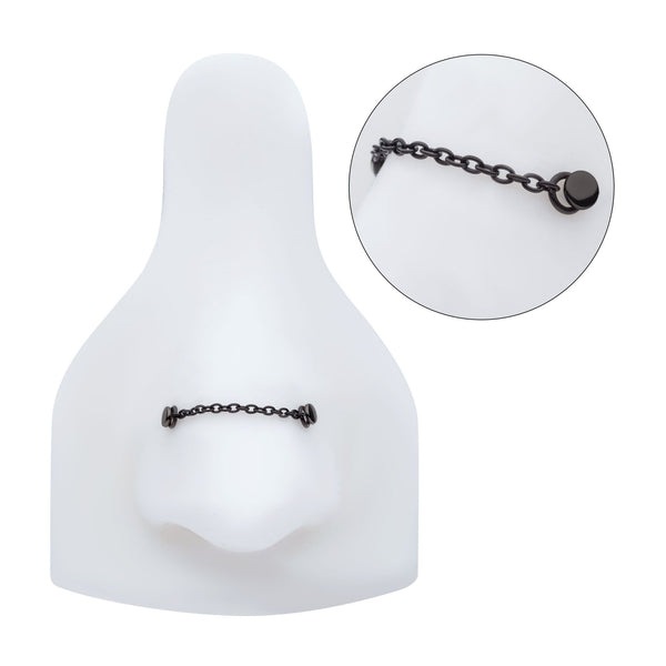 Black PVD Titanium 1.5mm Rolo Nose Chain 2 Ring - Rebel Bod