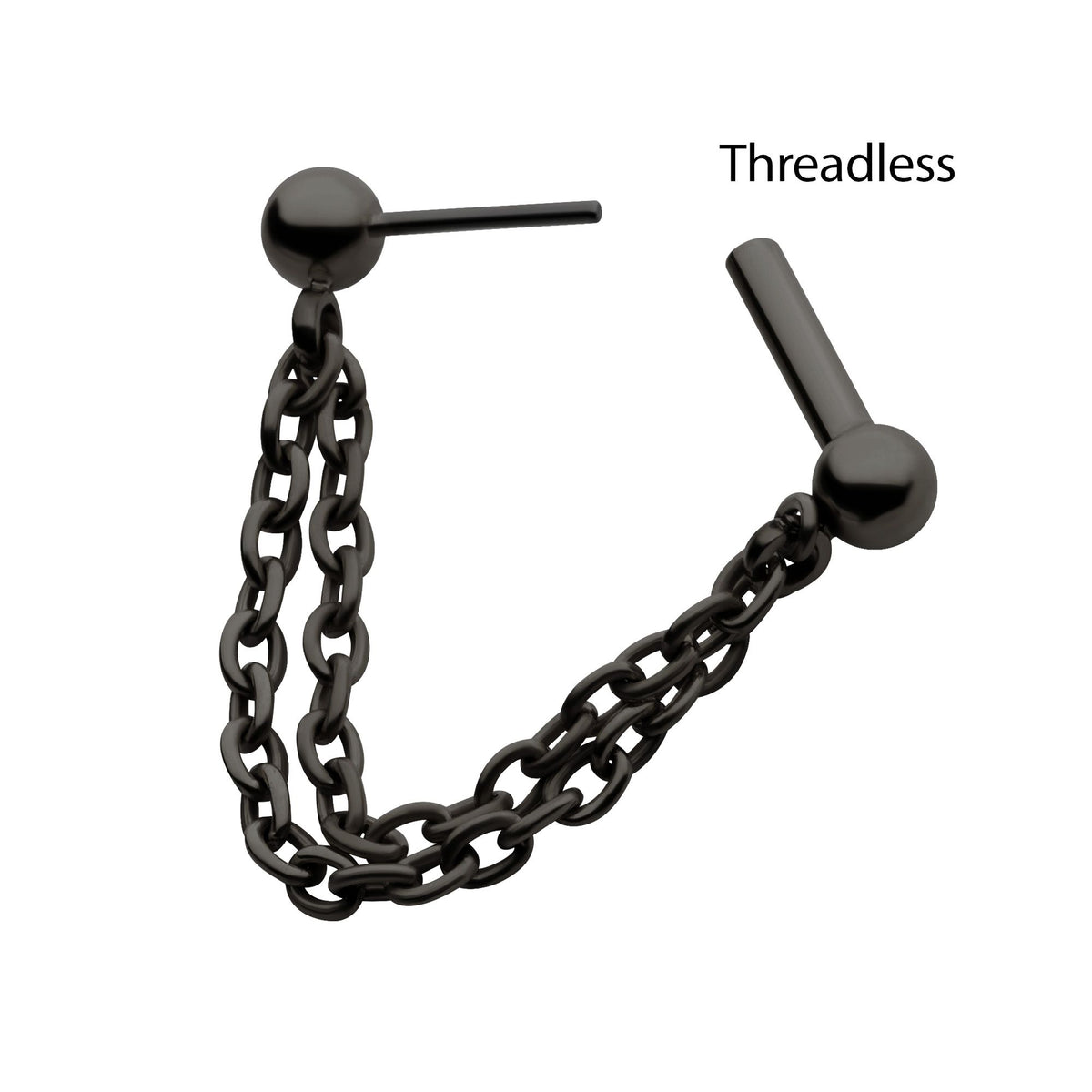Black PVD Titanium 2 Tier Chains a One Side Threadless, One Side Fixed ...