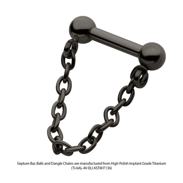 Black PVD Titanium Dangle Chain a One Side Threadless, One Side Fixed ...