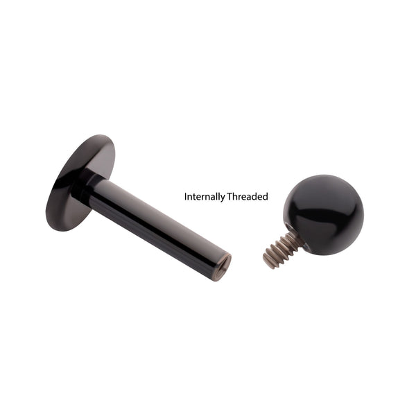 Black PVD Titanium Internally Threaded Labret 3mm ball 4mm base - Rebel Bod