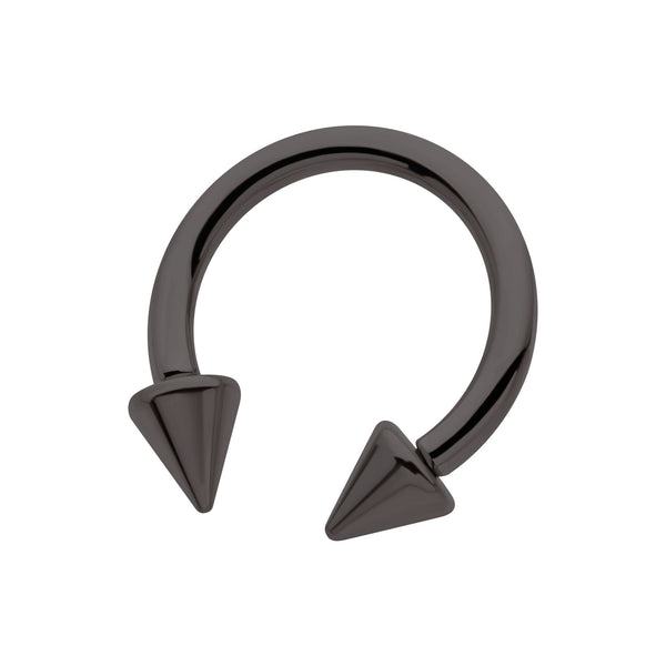 Black Titanium Internally Threaded Spike Ends Circular Barbell - Rebel Bod