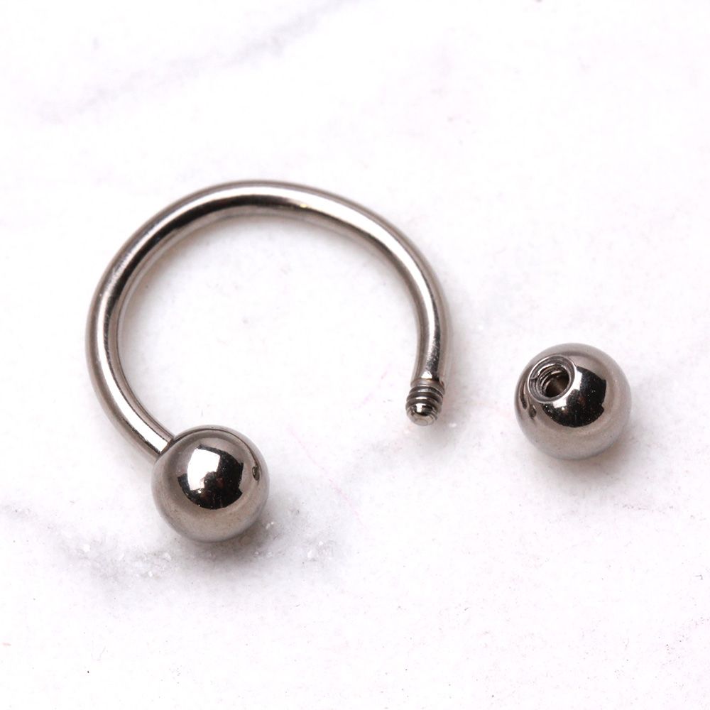 Titanium Circular Barbell Horseshoe Barbell w/ Balls - Rebel Bod