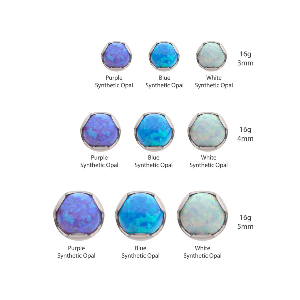 Titanium Internally Threaded 3-Prong Set Opal Low Profile Top - Rebel Bod