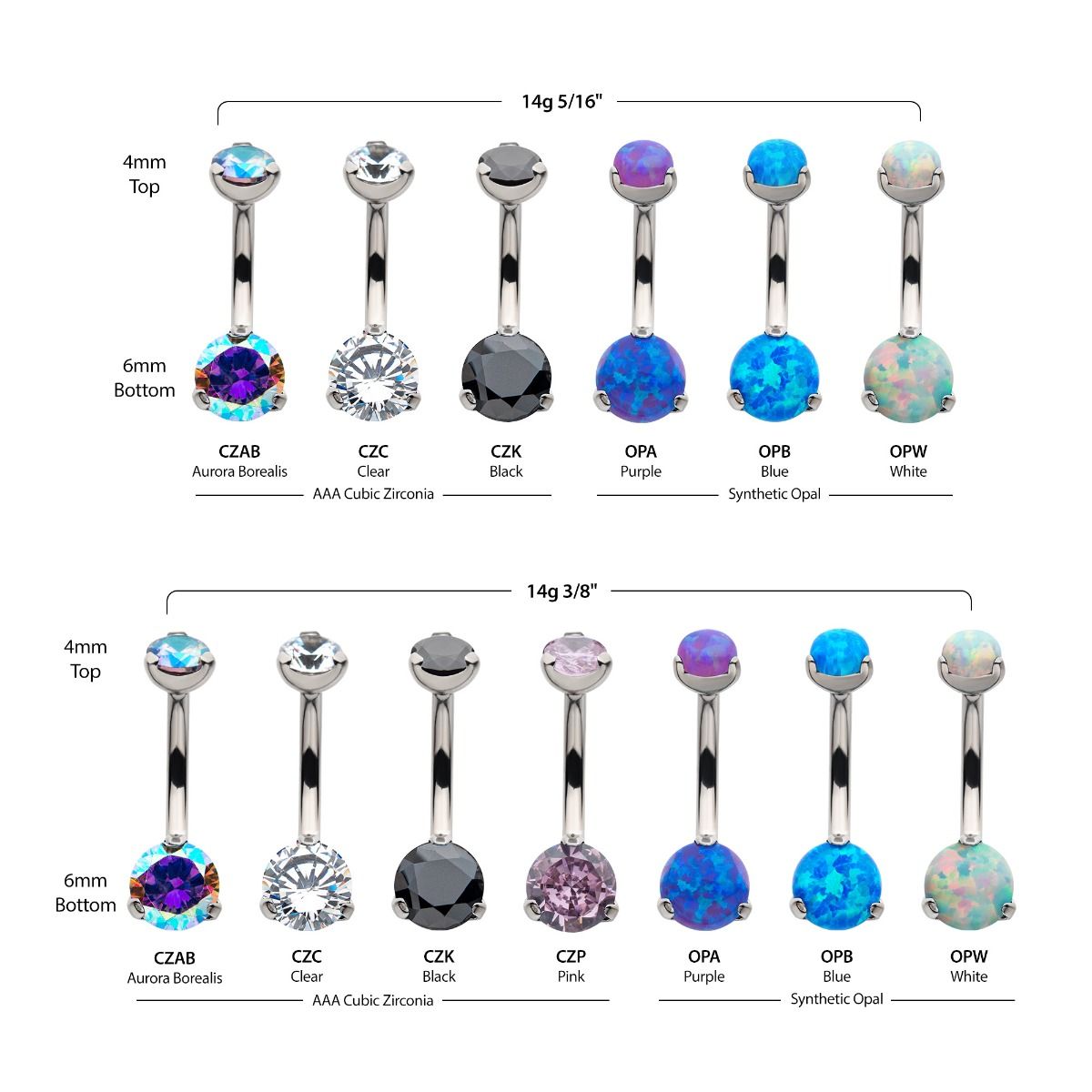 Titanium Internally Threaded Double 3-Prong Gem/Opal Fixed Bottom Nave ...
