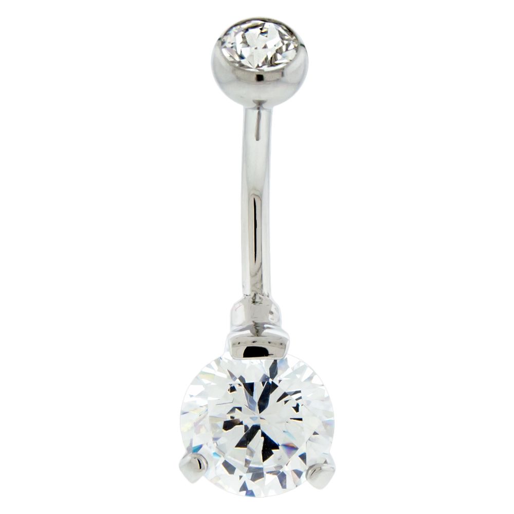 14g Internal Double Gem Belly Button Ring 5mm/8mm gems - Rebel Bod