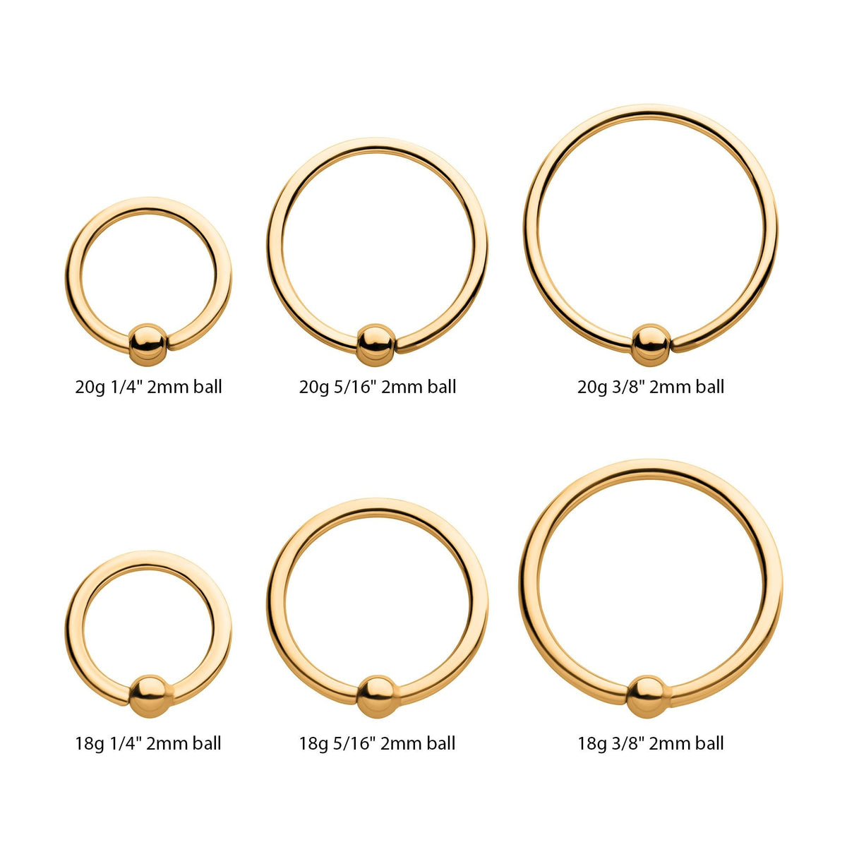 24Kt Gold Titanium Fixed Bead Bendable Captive Bead Ring Attached Ball ...
