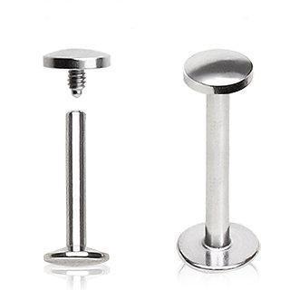 316L Internally Threaded Labret w Round Flat Disc Rebel Bod