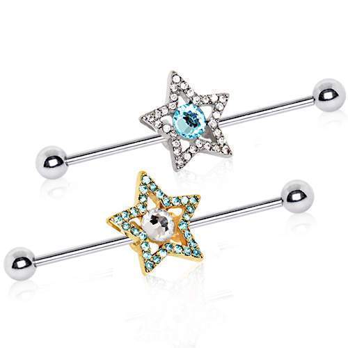 Dazzling Star Industrial Barbell - 1 Piece - Rebel Bod