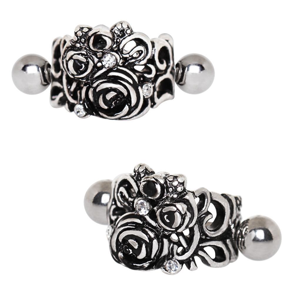 Black Roses Ear Cuff Cartilage Cuff Earring - 1 Piece - Rebel Bod