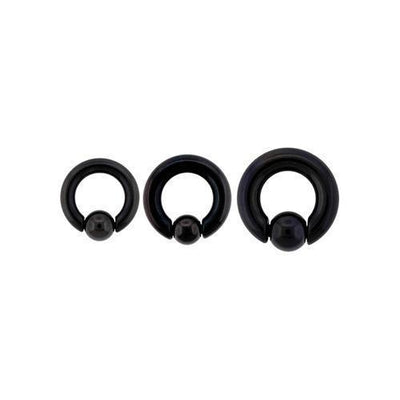 8G-2G Black Spring Loaded Captive Bead Ring - 1 Piece - Rebel Bod