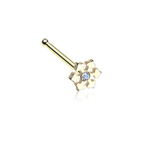 Aurora Borealis Golden Snowflake Sparkle Nose Stud Ring - Rebel Bod