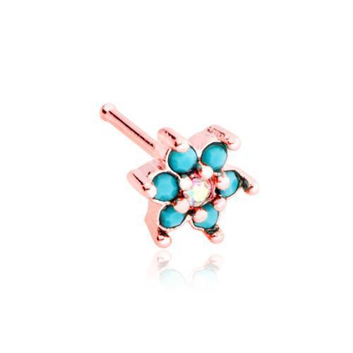 Aurora Borealis/Turquoise Rose Gold Turquoise Spring Flower Sparkle Pr ...