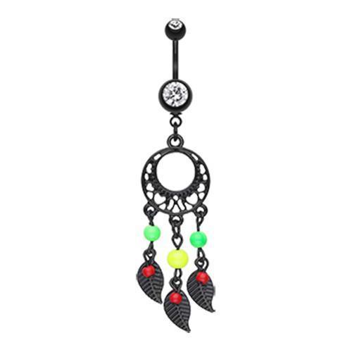 Black Enchanted Loop Dream Catcher Belly Button Ring - Rebel Bod