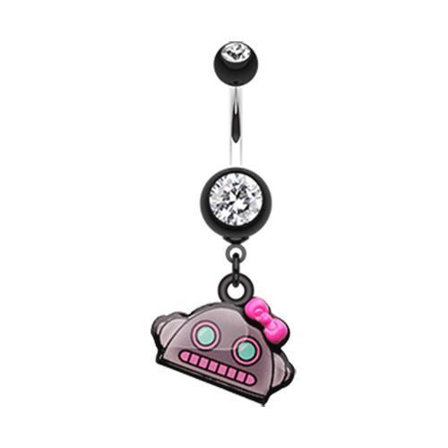 Black Lilly-Bot Belly Button Ring - Rebel Bod