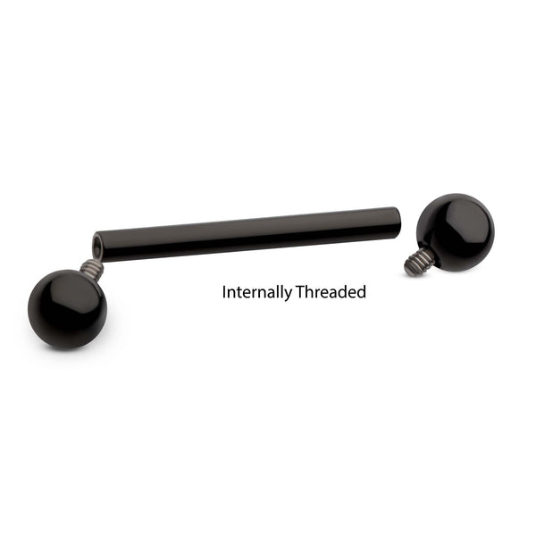 Black Titanium Internally Threaded Piercing Straight Barbell - 1 Piece - Rebel Bod
