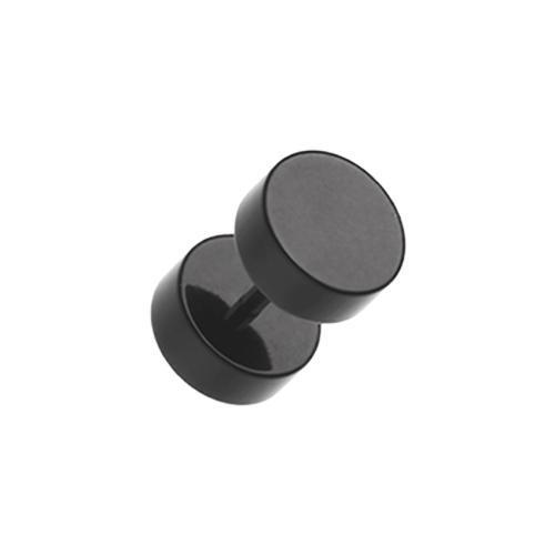 Black Solid Acrylic Fake Plug - 1 Pair - Rebel Bod