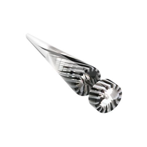 Black/White Pinwheel Stripe UV Acrylic Fake Taper - 1 Pair - Rebel Bod
