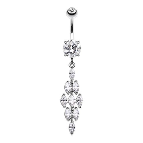 Clear Crystal Tier Belly Button Ring - Rebel Bod