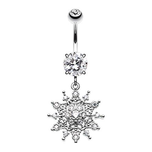Clear Glistening Atomic Sunburst Belly Button Ring - Rebel Bod