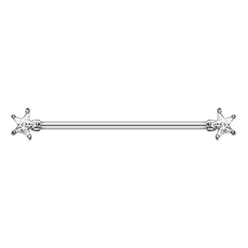 Clear Star Sparkle Industrial Barbell - 1 Piece - Rebel Bod