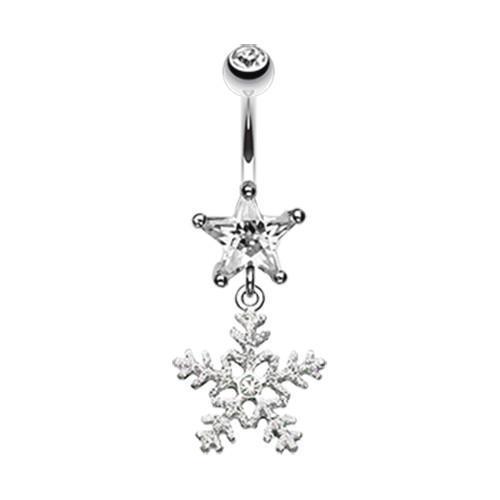 Clear Stars and Snowflakes Belly Button Ring - Rebel Bod