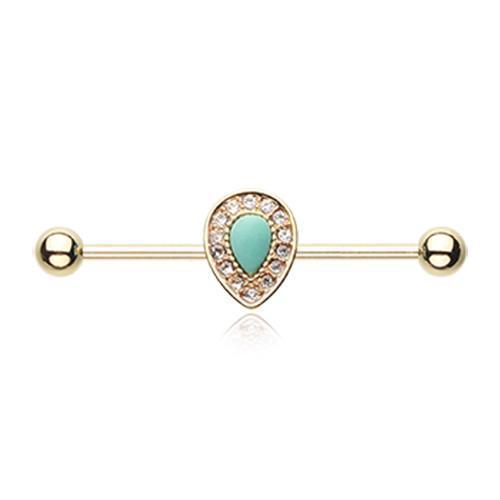 Clear/Turquoise Golden Avice Turquoise Industrial Barbell - 1 Piece ...