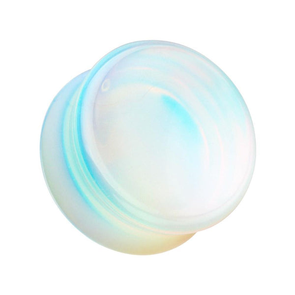 Concave Opalite Stone Double Flared Ear Gauge Plug - 1 Pair - Rebel Bod