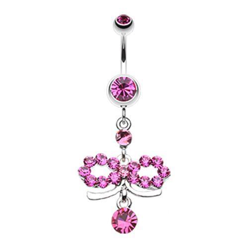 Fuchsia Infinity Dazzle Dangle Belly Ring - Rebel Bod