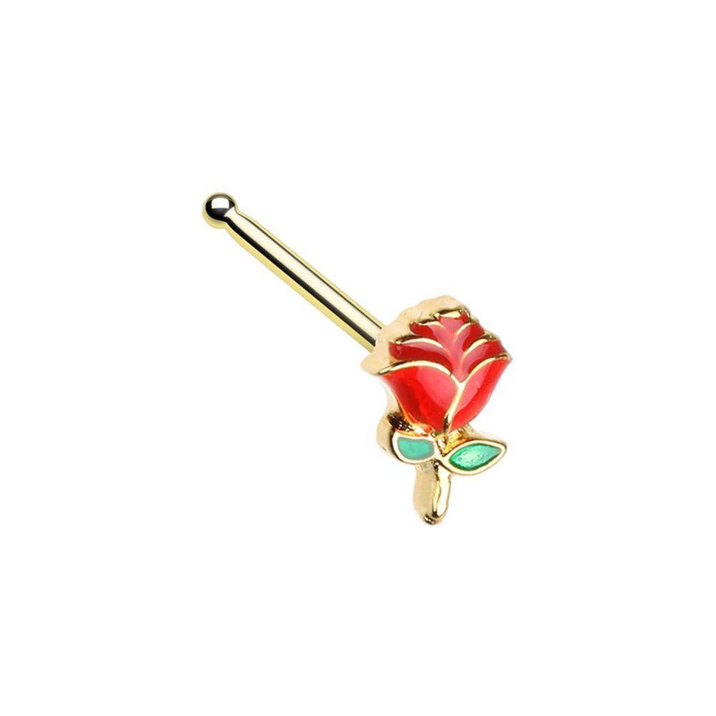 Golden Enchanted Rose Nose Stud - Rebel Bod