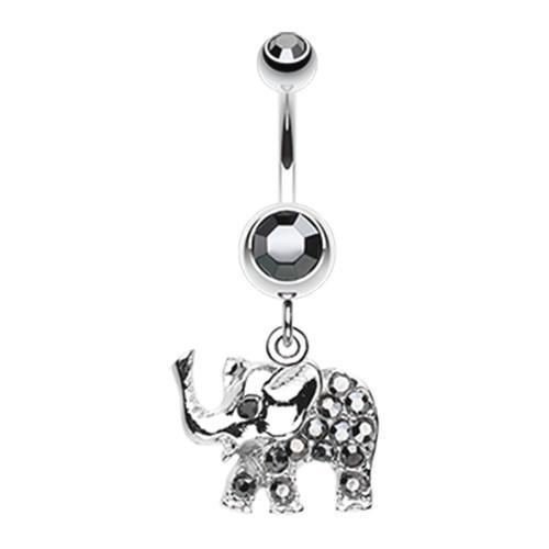 Hematite Elephant Walk Dangle Belly Button Ring - Rebel Bod