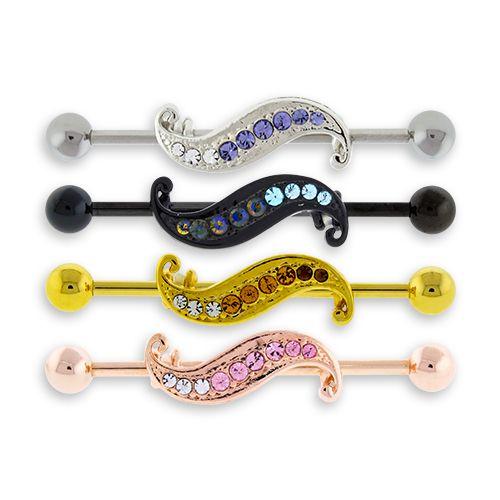 Industrial Barbell Adjustable Filigree Swirl - 1 Piece - Rebel Bod