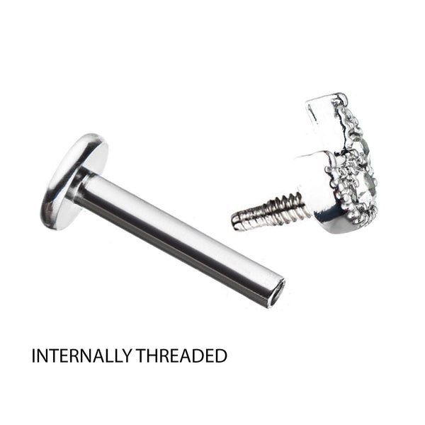 Internally Threaded Half Moon Clear Gems Labret - 1 Piece - Rebel Bod