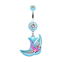 Light Blue Freedom Bird Belly Button Ring - Rebel Bod