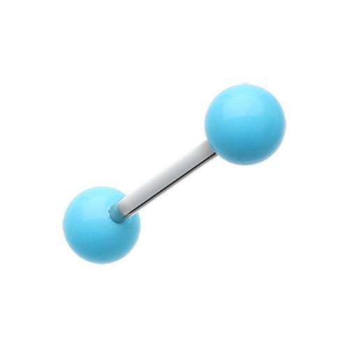 Light Blue Neon Acrylic Barbell Tongue Ring - Rebel Bod