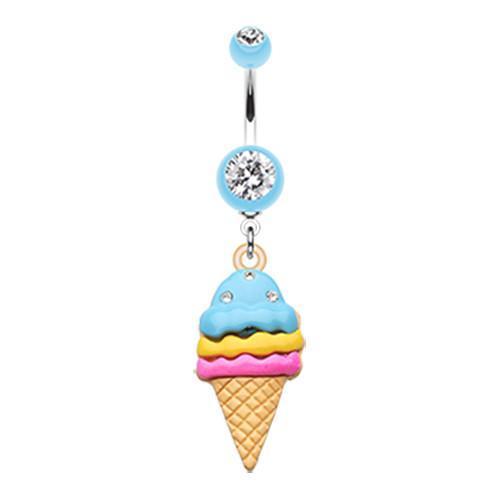 Light Blue Triple Treats Ice Cream Dangle Belly Ring - Rebel Bod