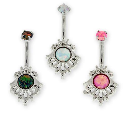 Opal Filigree Curved Barbell - Rebel Bod
