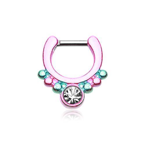Pink/Clear Gem Grandiose Septum Clicker / Daith Clicker - 1 Piece ...