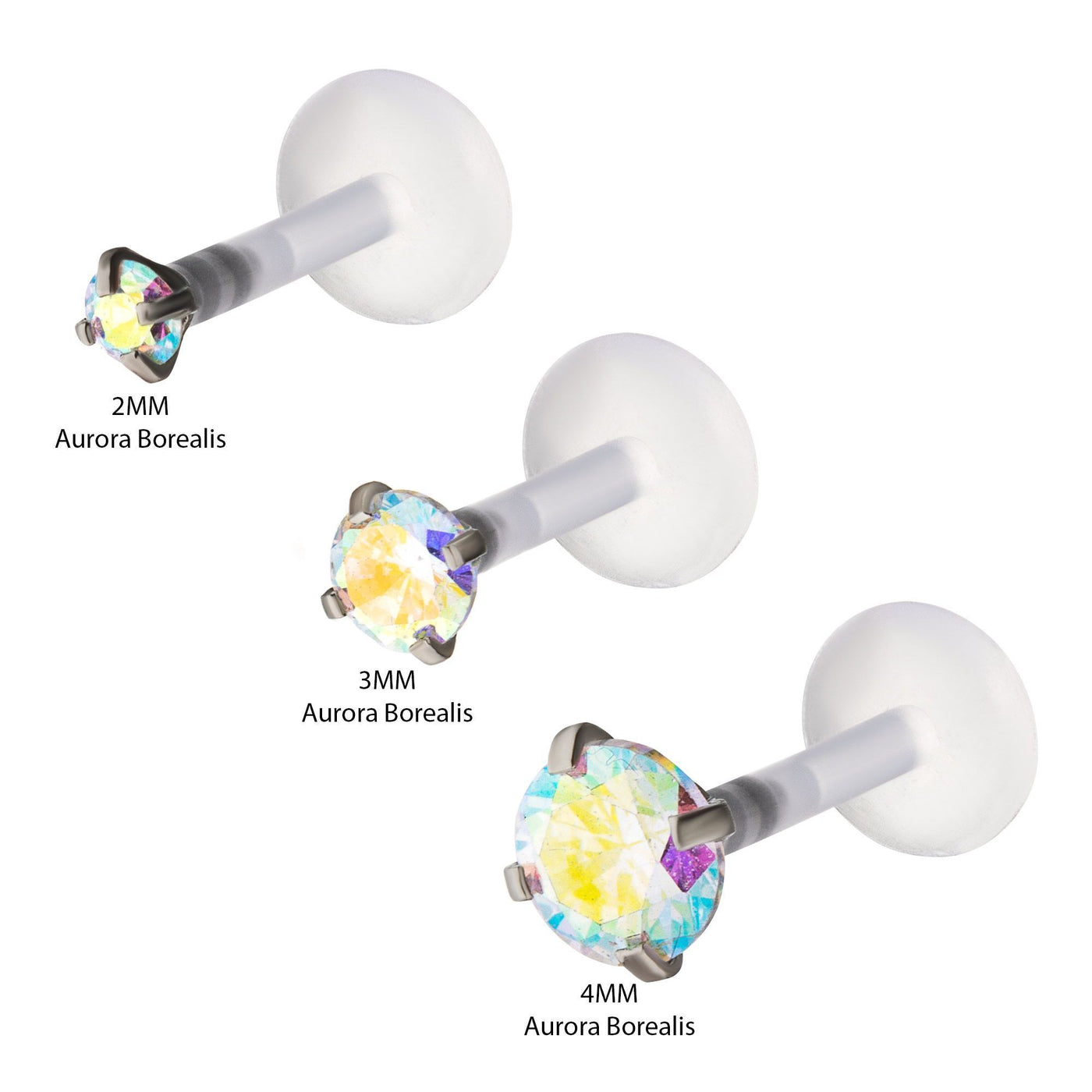 Prong Set CZ Gem Top Biopierce Labret Retainer - 1 Piece - Rebel Bod