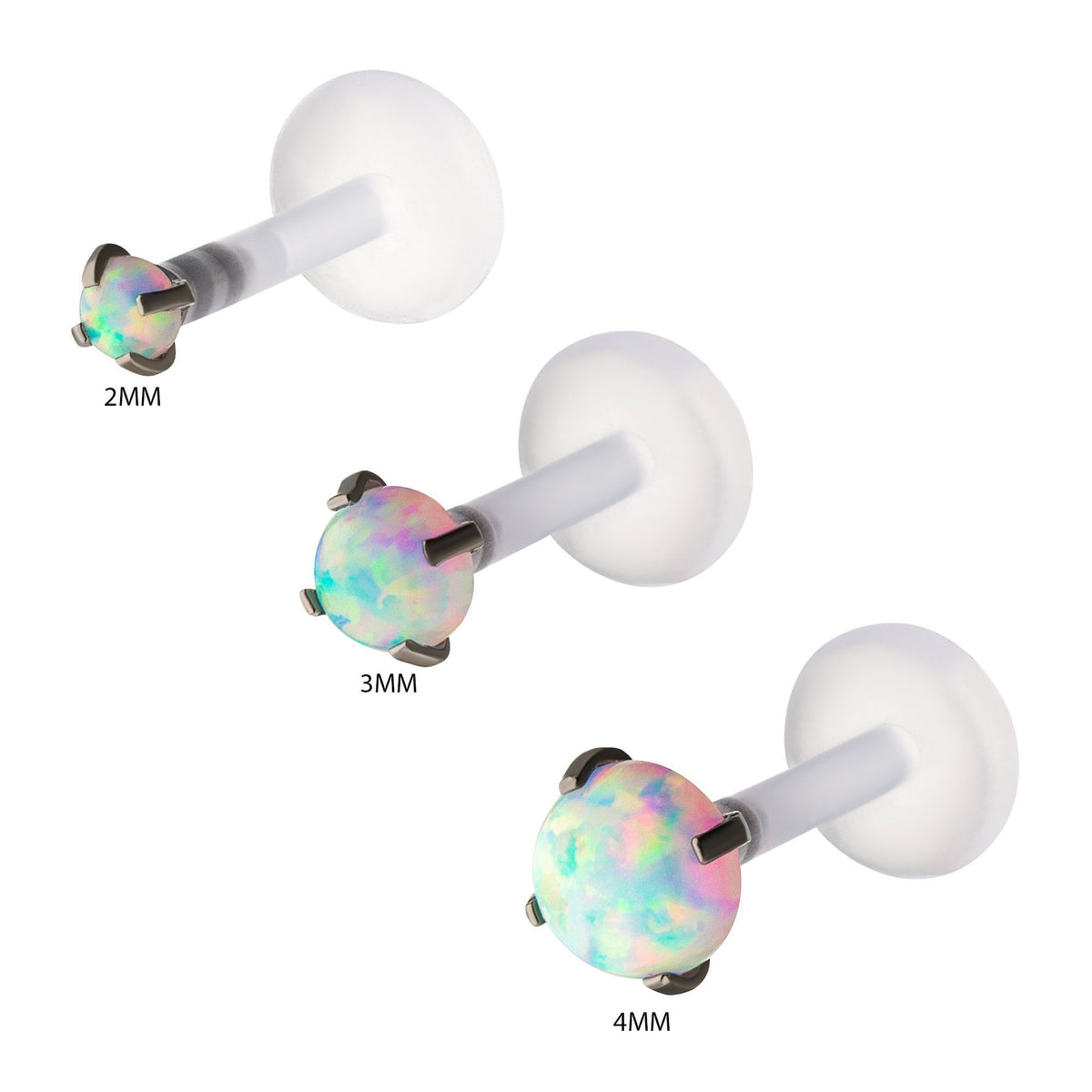 Prong Set Opal Top Biopierce Labret Retainer - 1 Piece - Rebel Bod