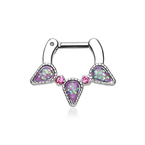 Purple Opal Sparkle Trident Septum Clicker / Daith Clicker - 1 Piece ...