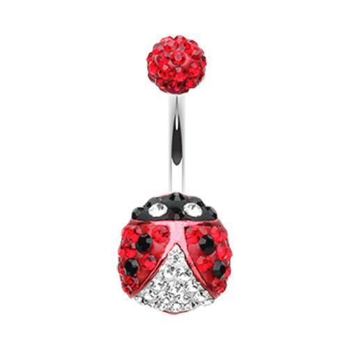 Red Adorable Lady Bug Multi-Sprinkle Dot Belly Button Ring - Rebel Bod