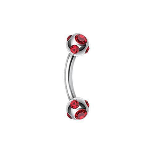 Red Aurora Gem Ball Curved Barbell Eyebrow Ring - Rebel Bod