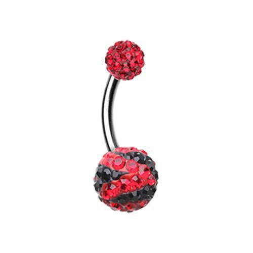 Red/Black Majestic Stripe Multi-Sprinkle Dot Belly Button Ring - Rebel Bod