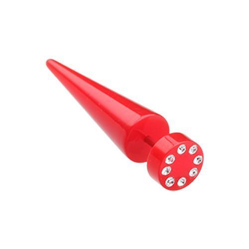 Red Multi Gem Solid Acrylic Fake Taper - 1 Pair - Rebel Bod