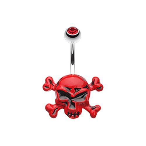 Red Cross Bones Belly Button Ring - Rebel Bod