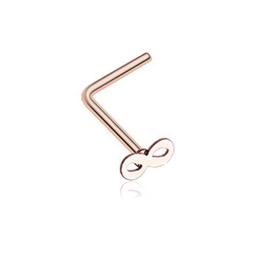 Rose Gold Infinity Loop L-Shaped Nose Ring - Rebel Bod