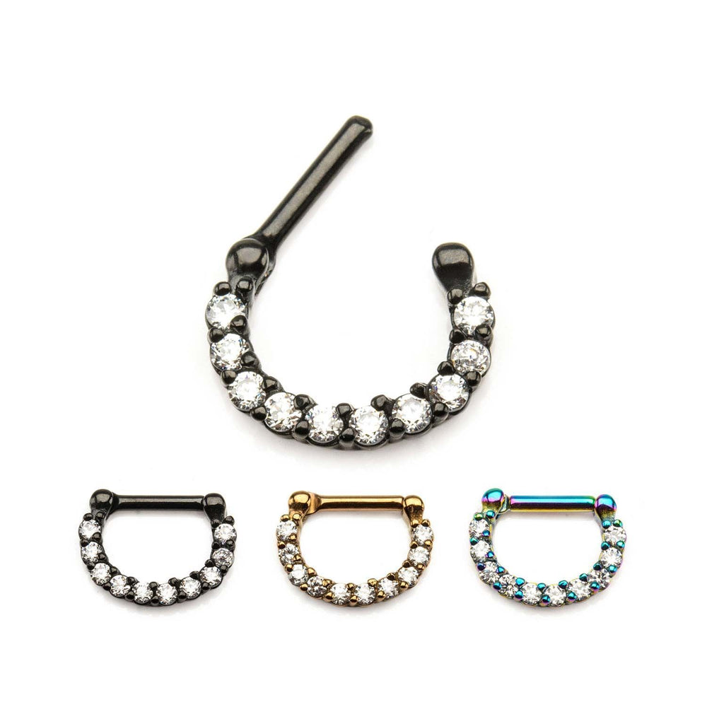 Septum Clicker / Daith Clicker w/ Prong Set Clear CZ Gems sbvsept41061 ...
