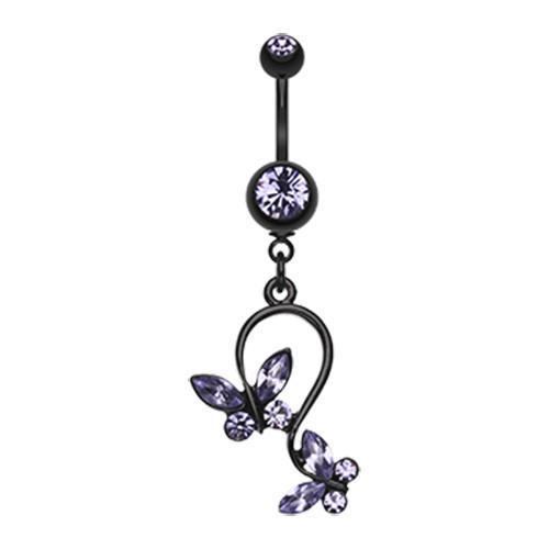 Tanzanite Black Butterfly Gem Loop Belly Button Ring - Rebel Bod