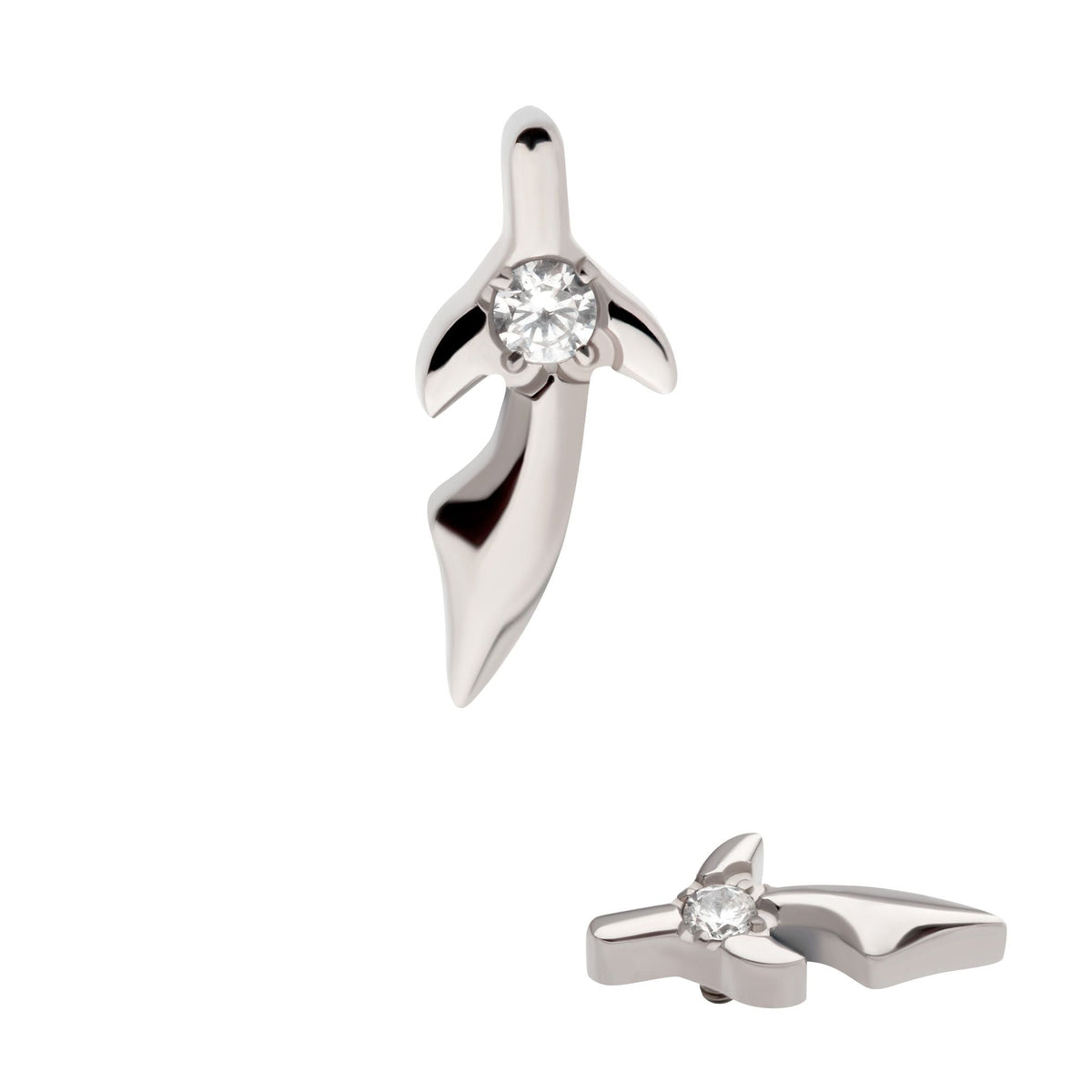 Titanium Internally Threaded Center Prong Set CZ Dagger Cartilage Repl ...